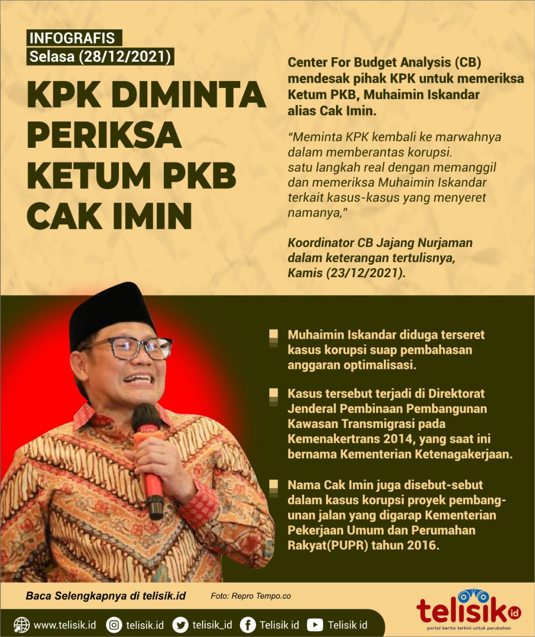 Infografis: KPK Diminta Periksa Ketum PKB Cak Imin - telisik.id