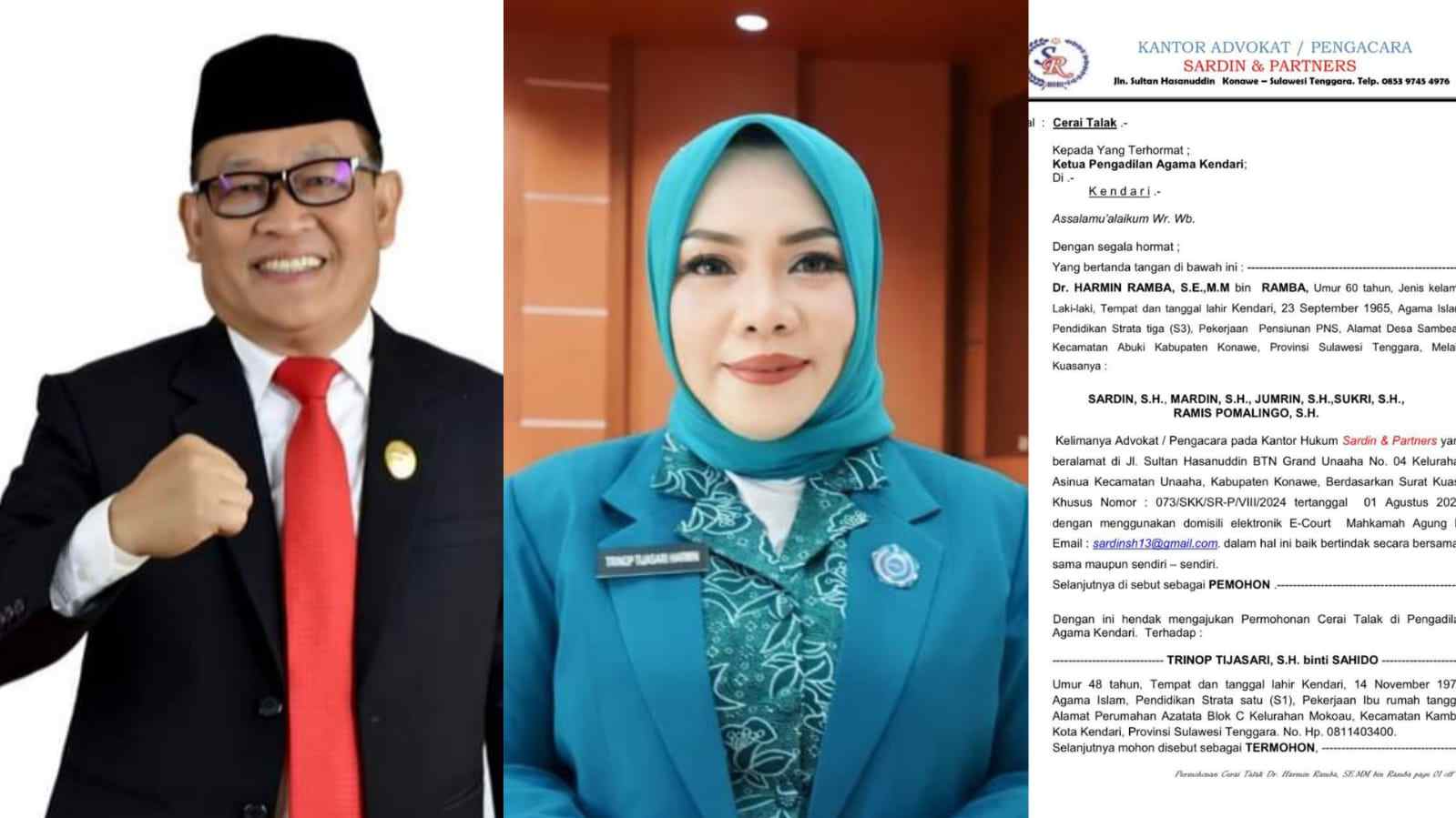 Bakal Calon Bupati Konawe Harmin Ramba Gugat Cerai Istri ke PA Kendari ...