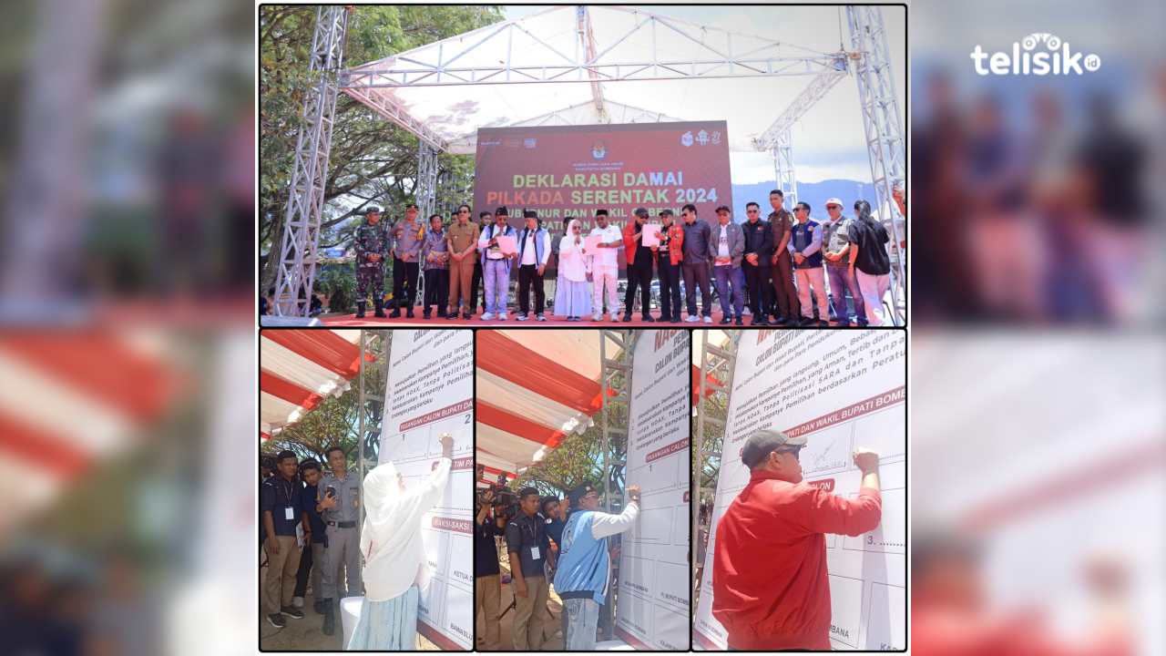 Paslon Bupati - Wakil Bupati Bombana Konvoi Sebelum Deklarasi Pilkada Damai 2024 - telisik.id